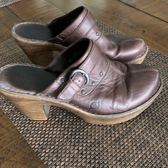 Born | Shoes | Born Leather Brownbronze Clogs | Poshmark